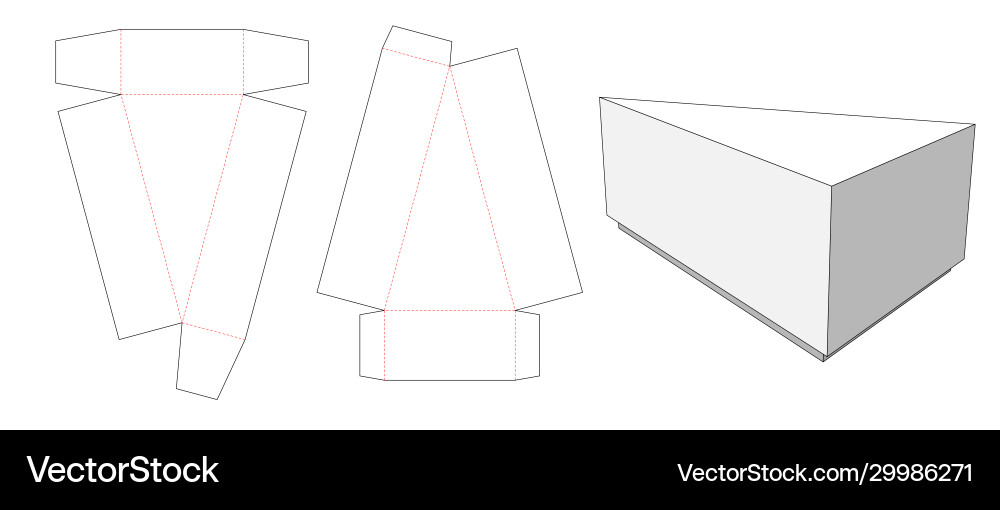 Cake slice box die cut template Royalty Free Vector Image