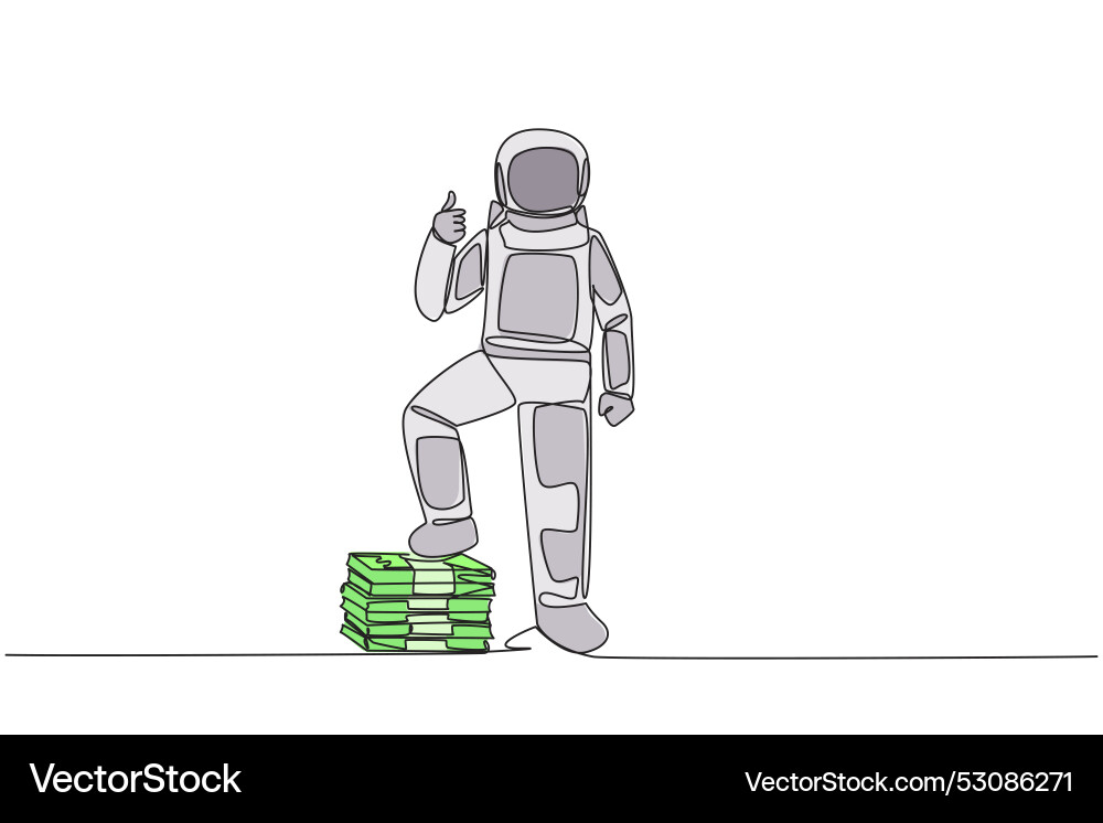 Continuous one line drawing astronaut stands Vector Image Continuous one line drawing astronaut stands Vector Image