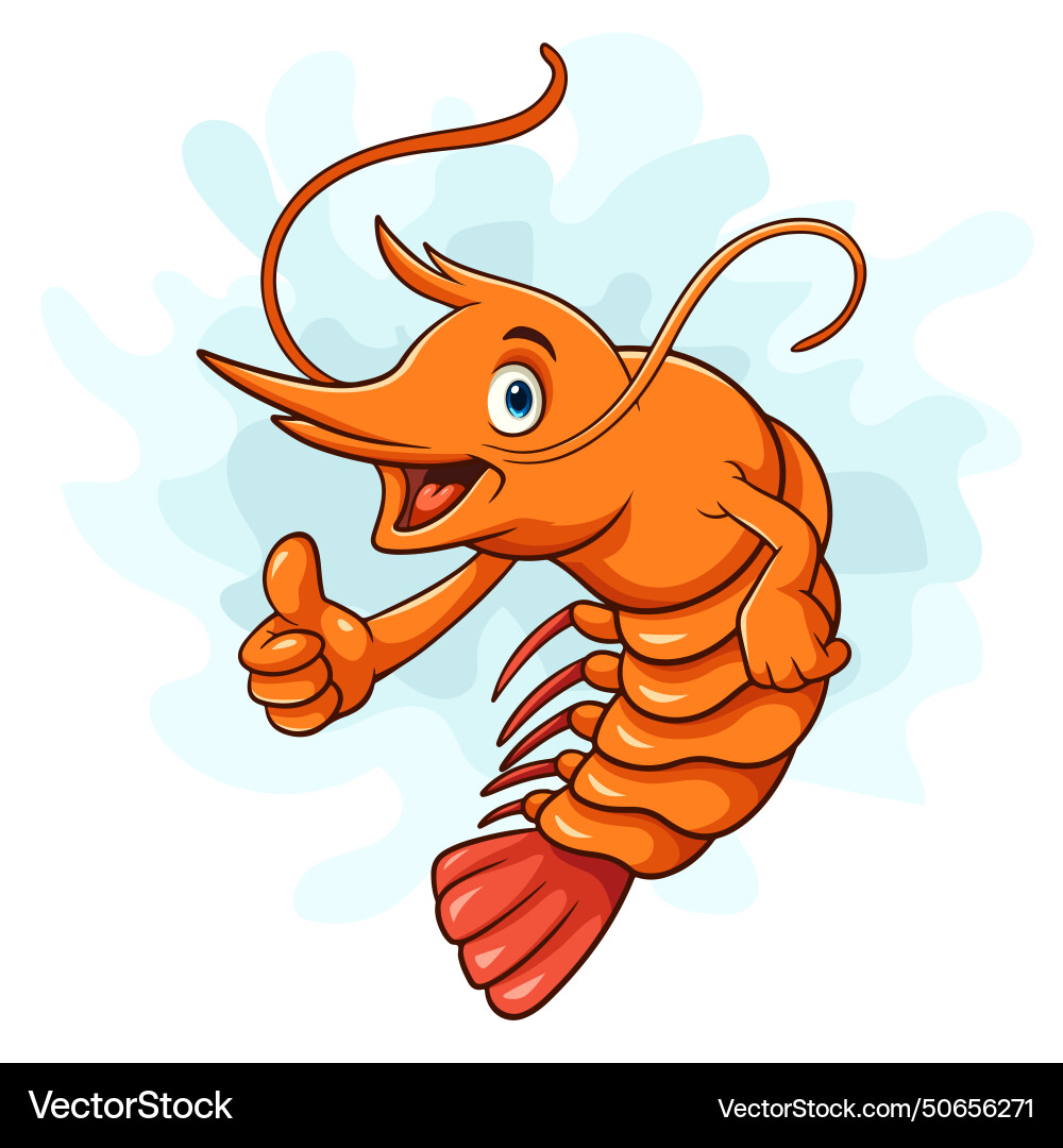 Cute cartoon shrimp giving thumbs up Royalty Free Vector