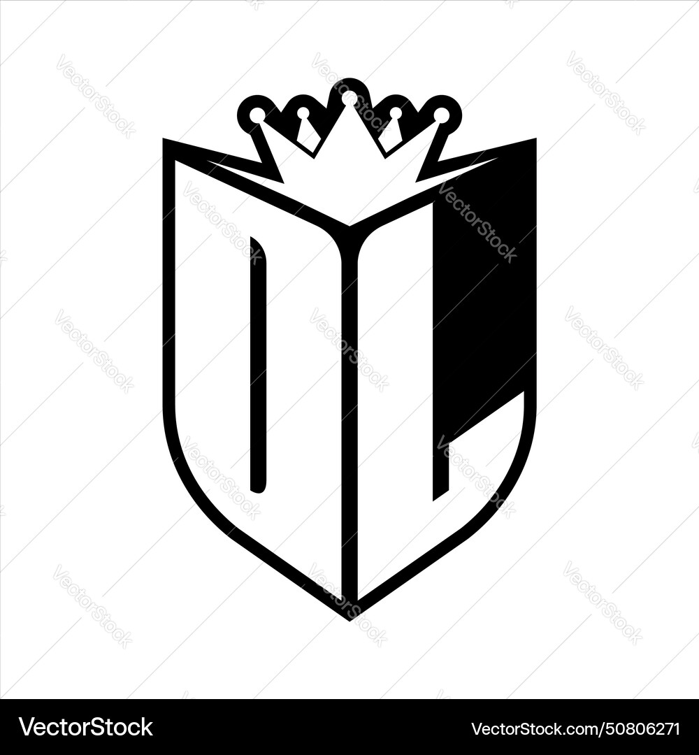 Dl letter bold monogram with shield shape Vector Image