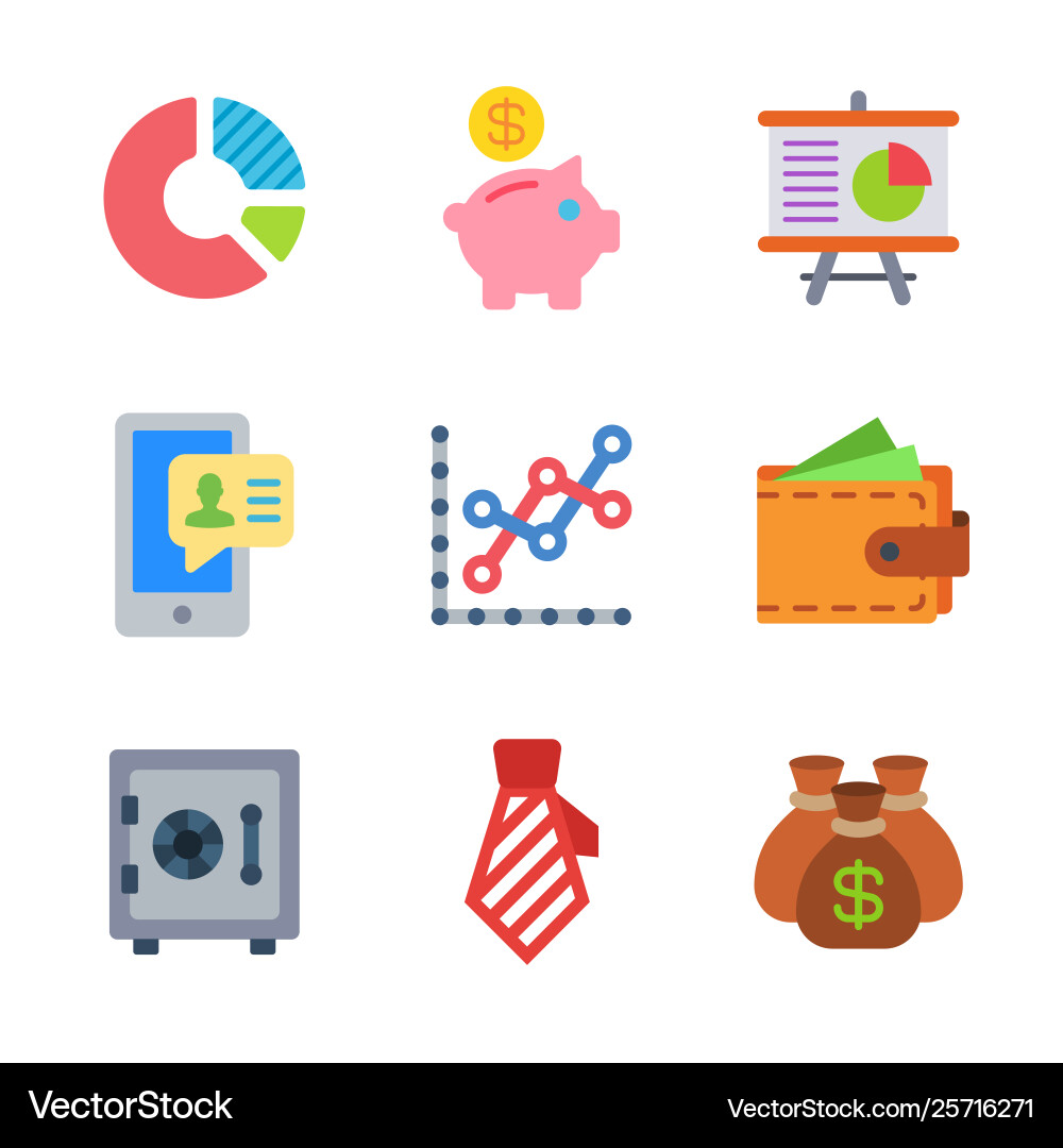 Finance and money colored trendy icon pack 2 Vector Image