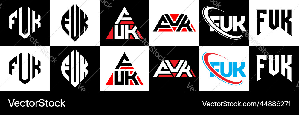 Fuk letter logo design in six style polygon Vector Image