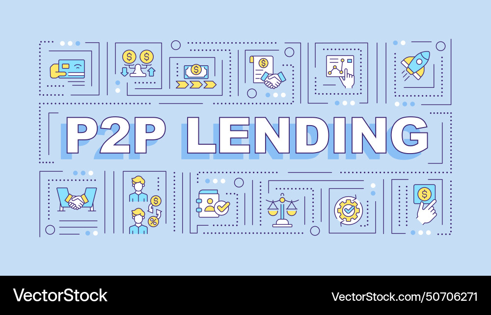 P2p lending blue word concept Royalty Free Vector Image