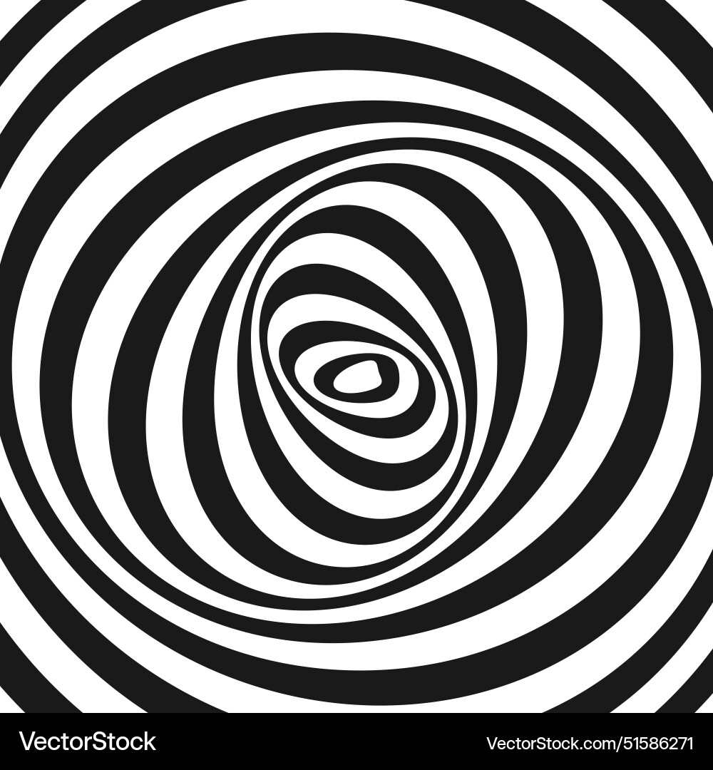 Radial hypnotic spiral black and white monochrome Vector Image