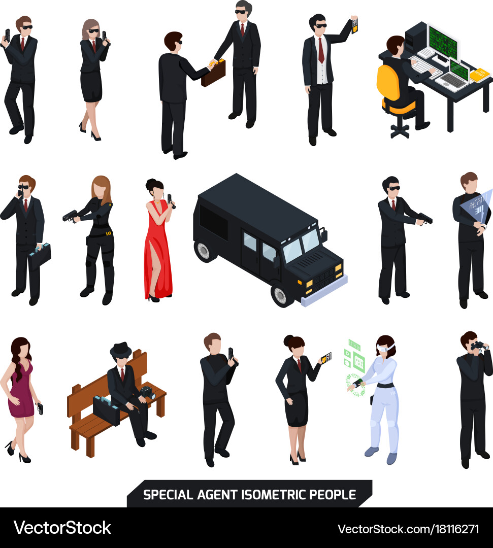 Special agent isometric people Royalty Free Vector Image