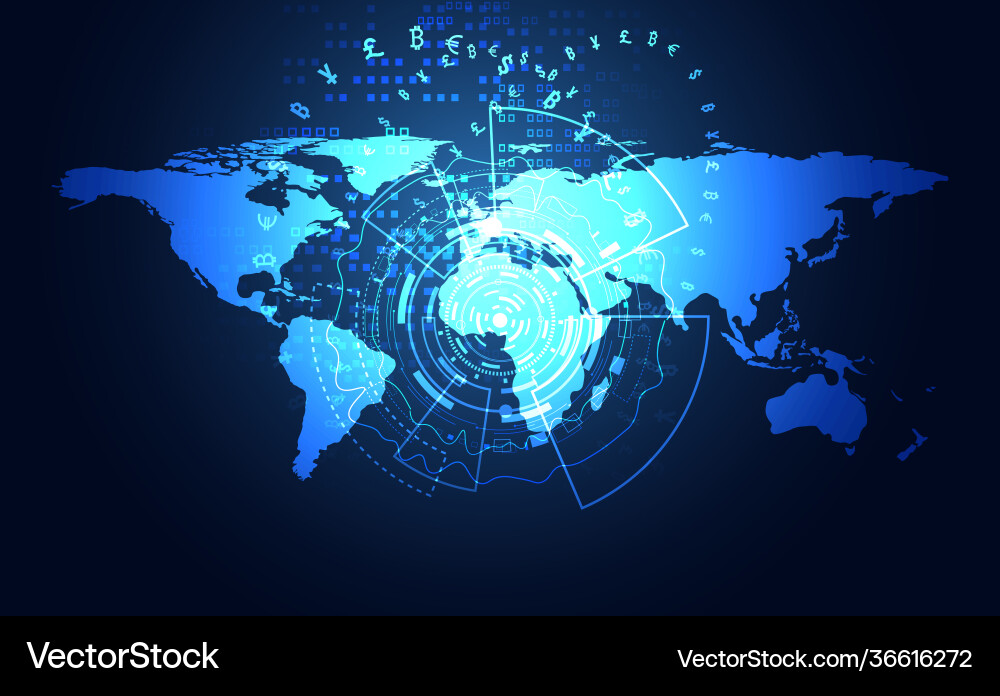 Abstract big data communication technology global Vector Image