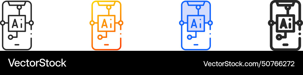 Ai iconthin linear gradient blue stroke and bold Vector Image