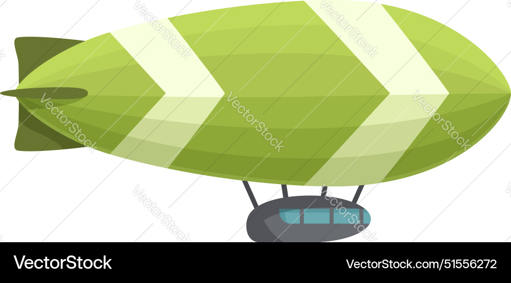 Big zeppelin green dirigible flying with gondola Vector Image