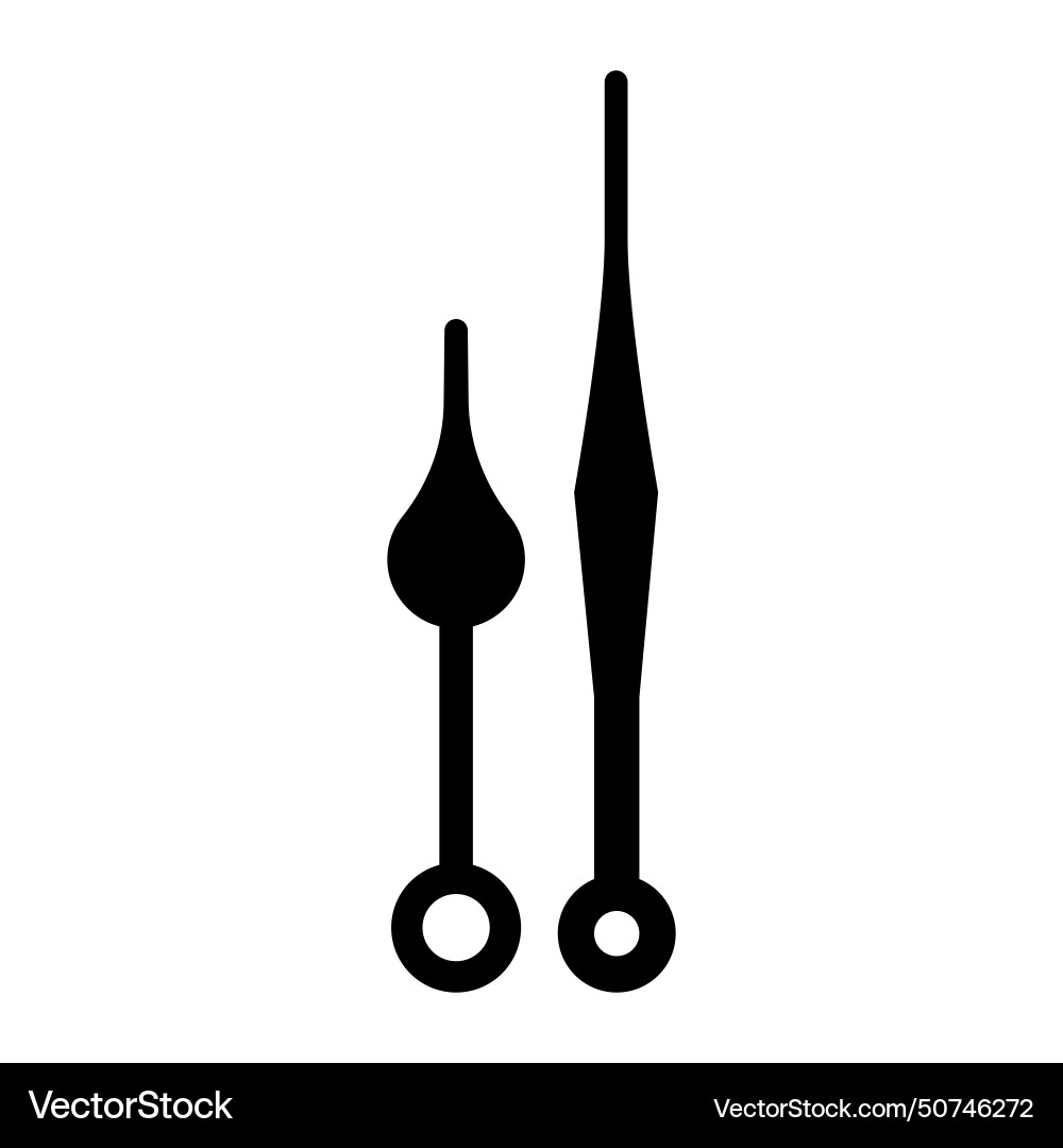 Black retro clock hands hour and minute Royalty Free Vector