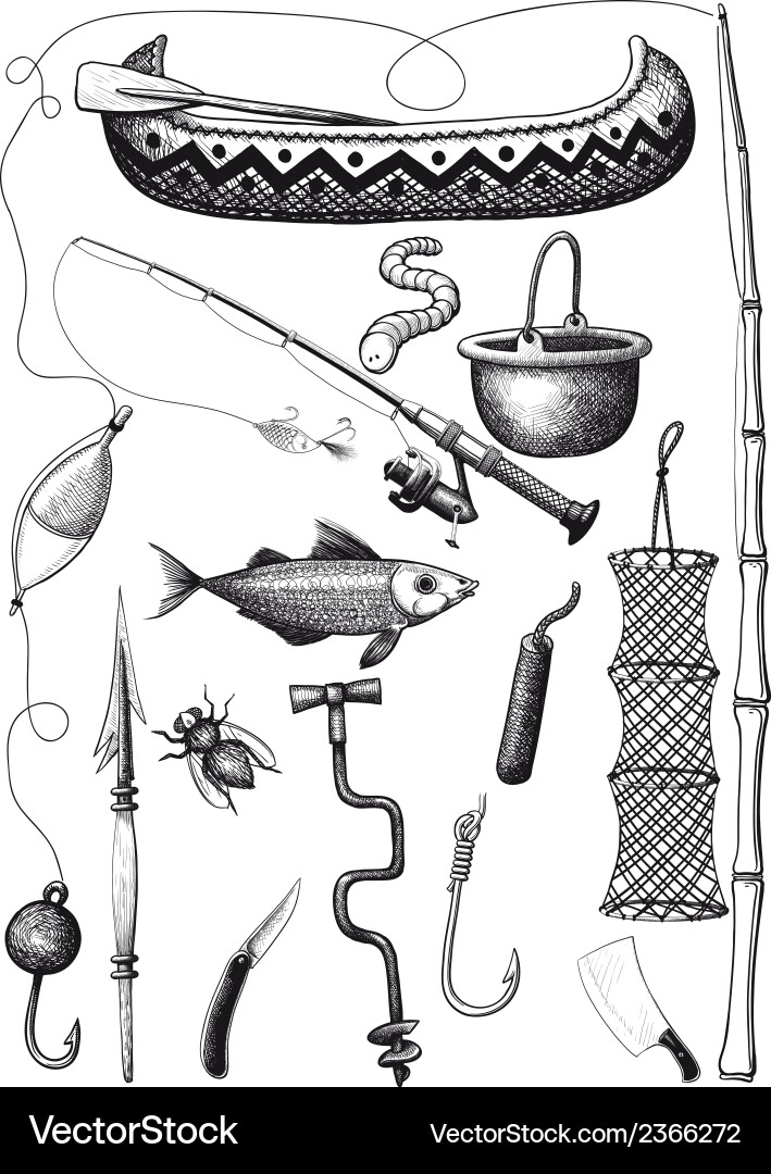 Fisher set Royalty Free Vector Image - VectorStock