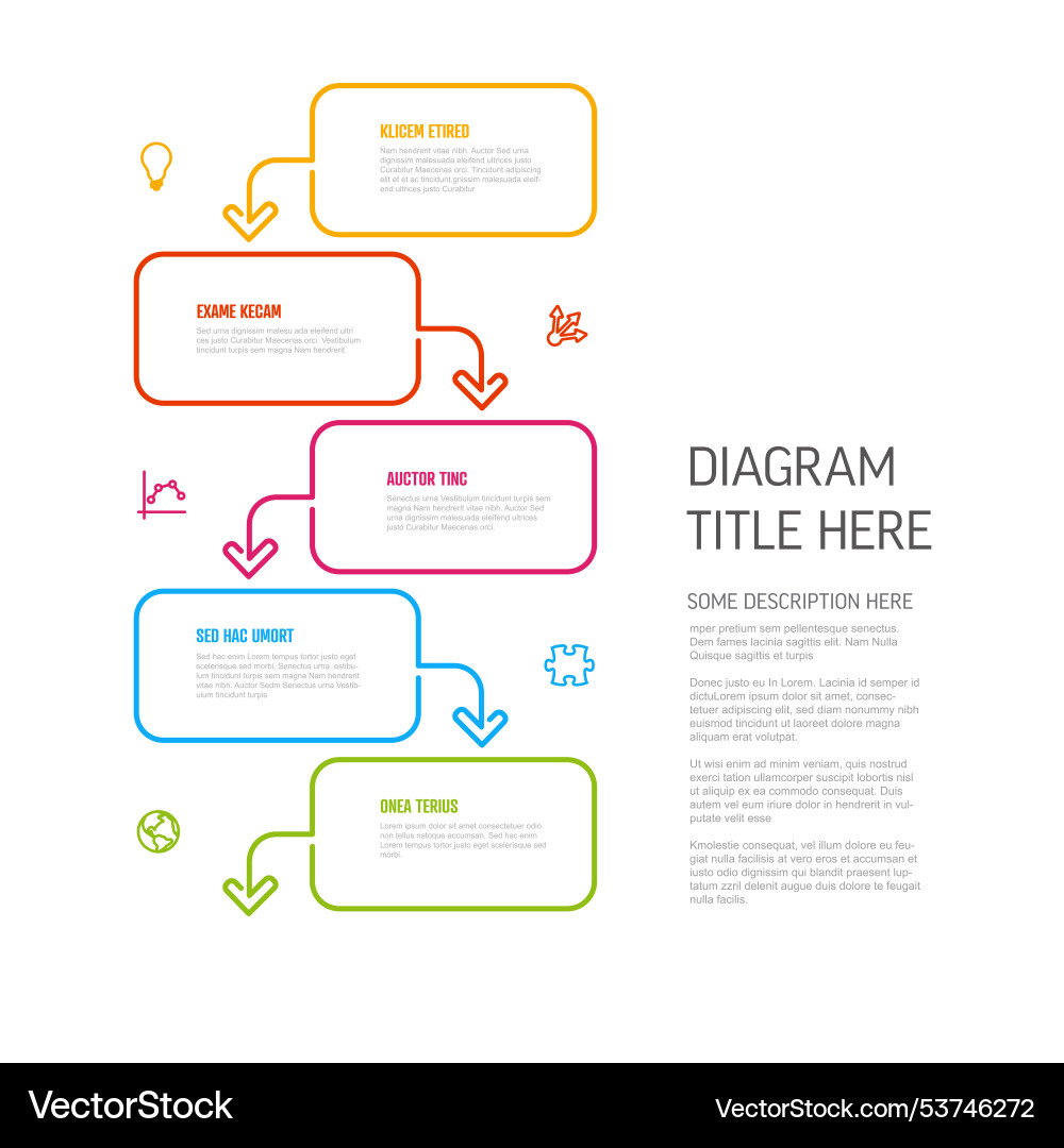 Fünf Stufen Inhalt Rechteck Blöcke Infografik Vektorbild