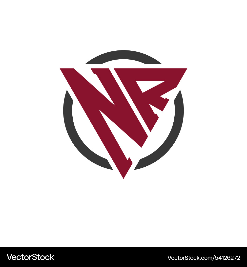 Letter nr monogram logo in bold triangle design Vector Image