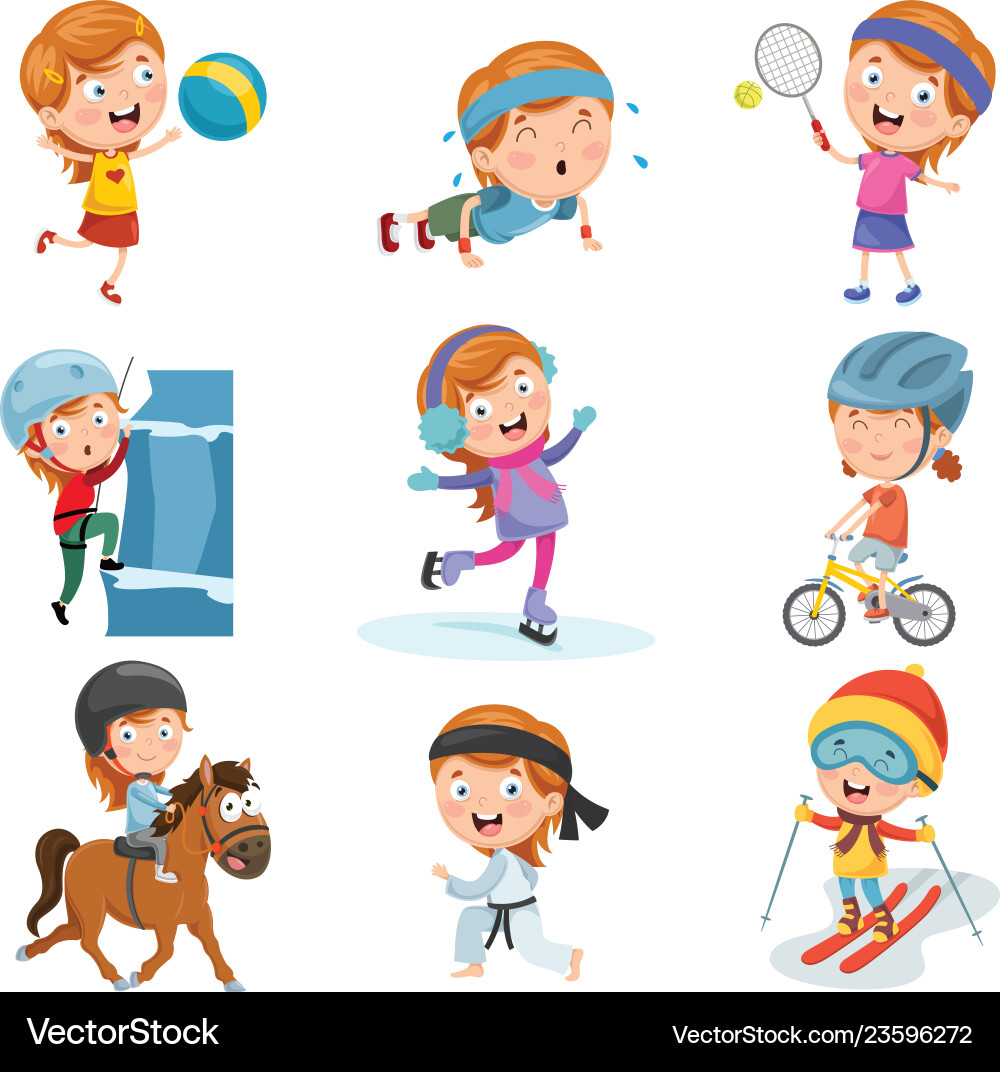 Little girl making sport Royalty Free Vector Image