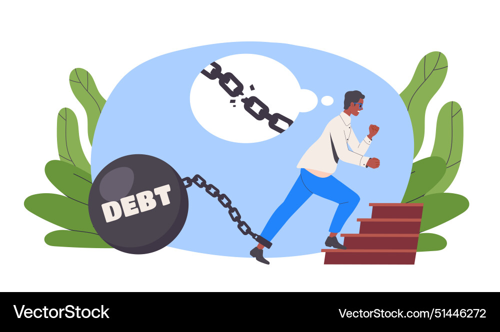 Man is saddled with an unsustainable debt Vector Image