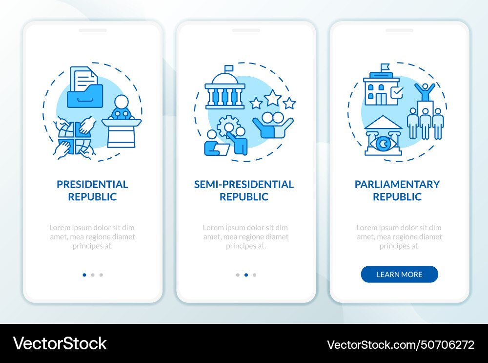 Political structure blue onboarding mobile app Vector Image