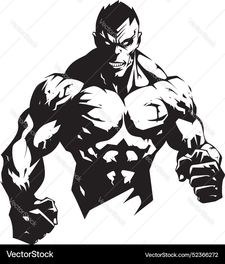 Risen bodybuilder icon zombie mass pump Royalty Free Vector