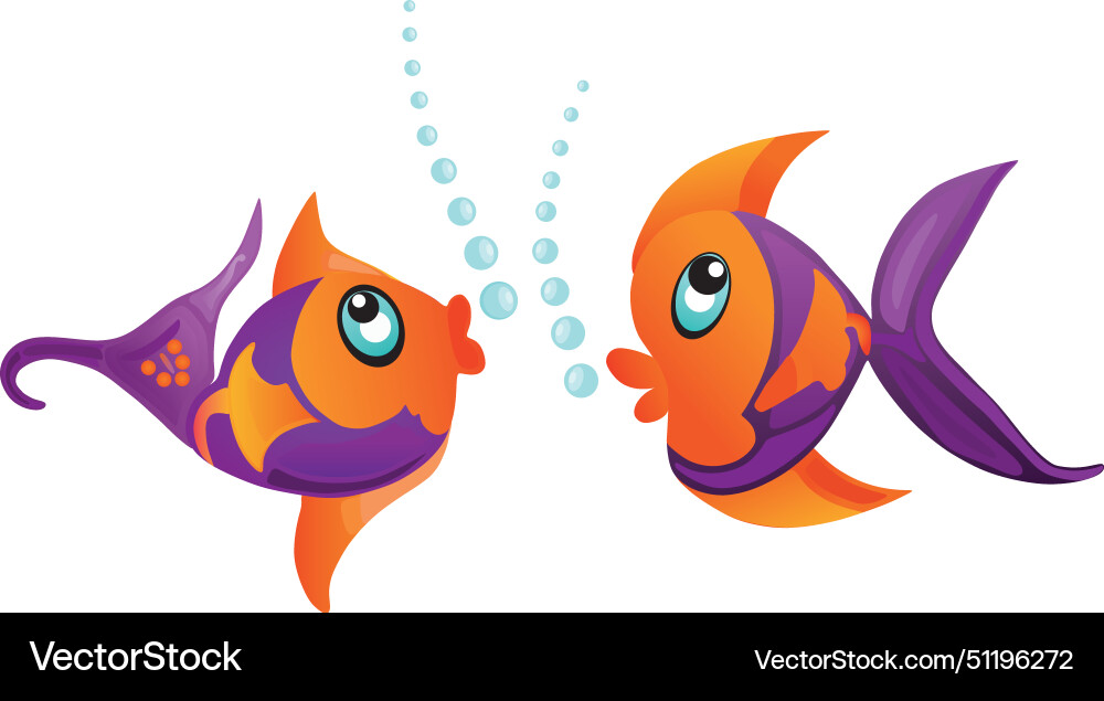 Two beautiful fish blowing air bubbles under Vector Image