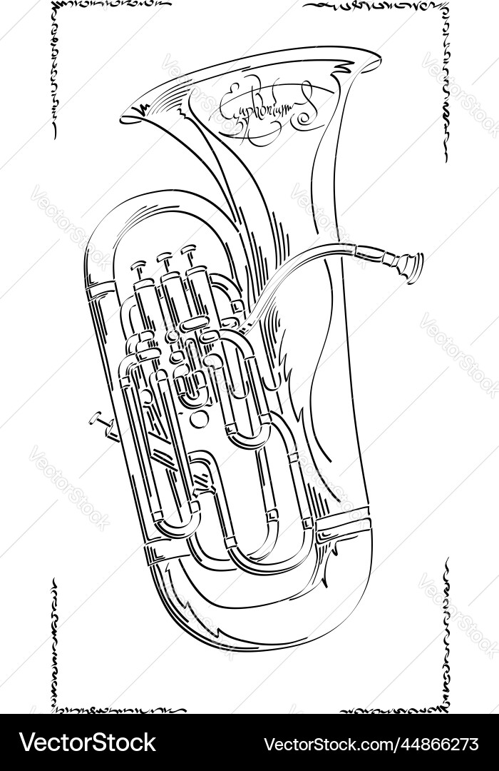 Abstract drawing of euphonium Royalty Free Vector Image