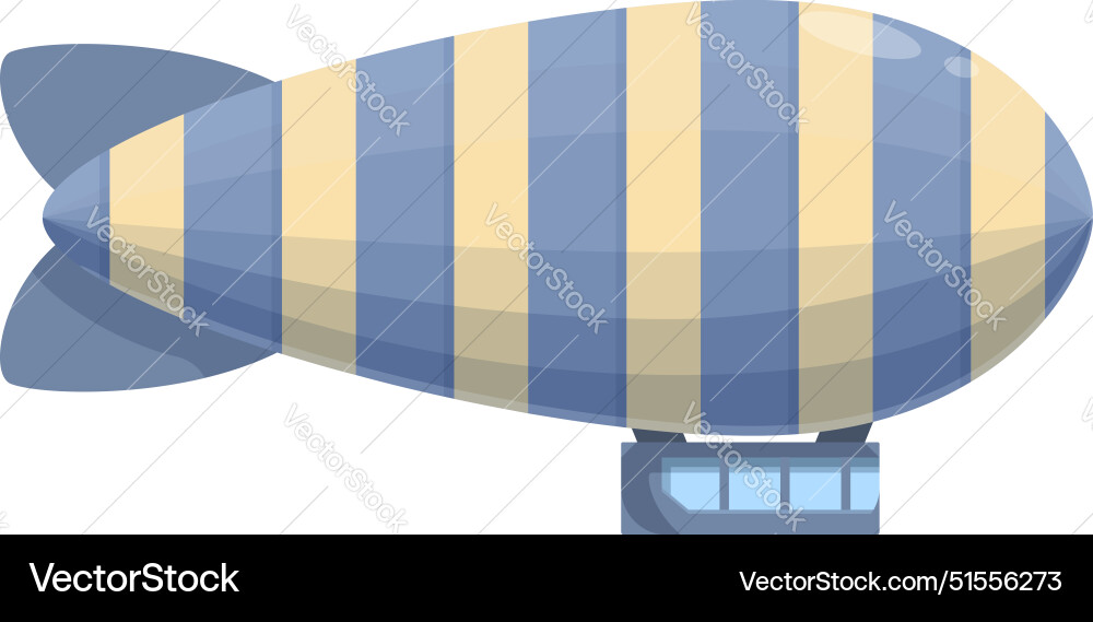 Blue and yellow striped blimp flying through Vector Image