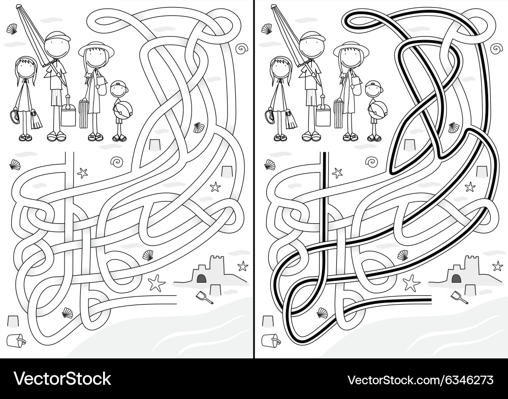 Family maze Royalty Free Vector Image - VectorStock
