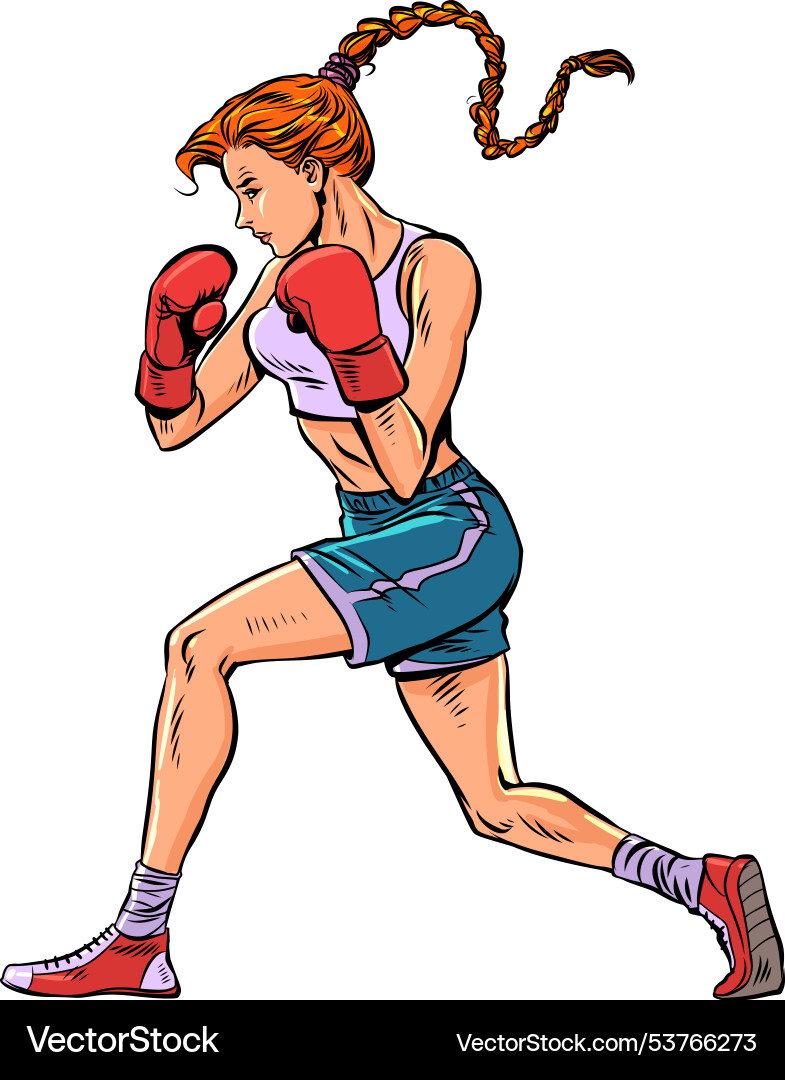 Female Boxer in Action Royalty Free Vector Image