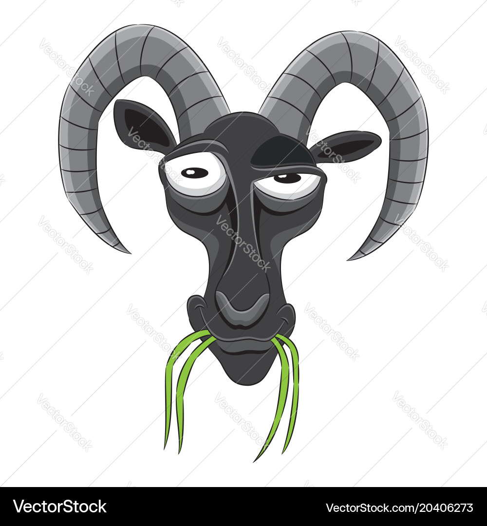 Funny goat with grass Royalty Free Vector Image