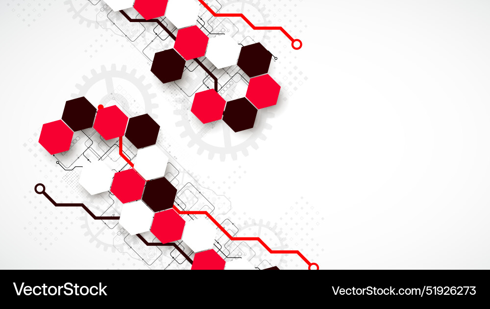 Gear wheel technology background with hexagons Vector Image