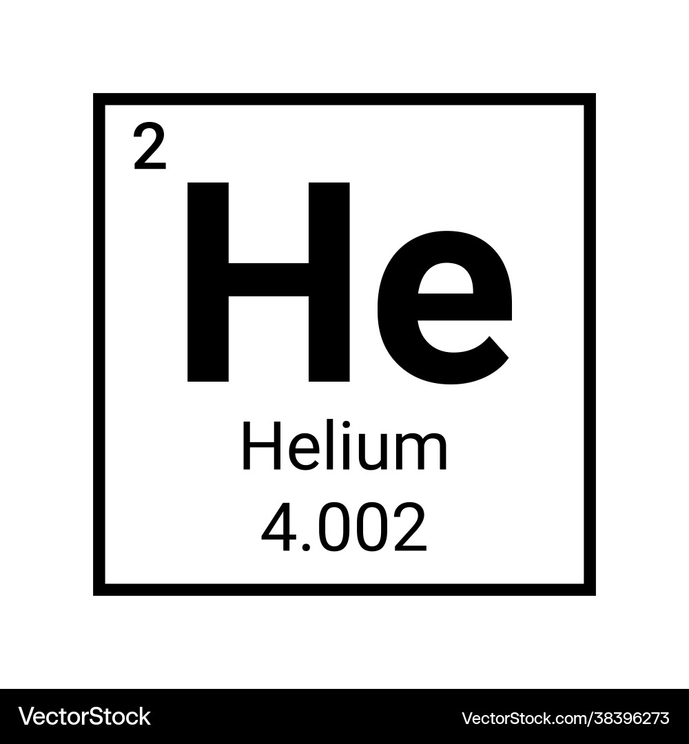 Helium periodic table element chemistry symbol Vector Image