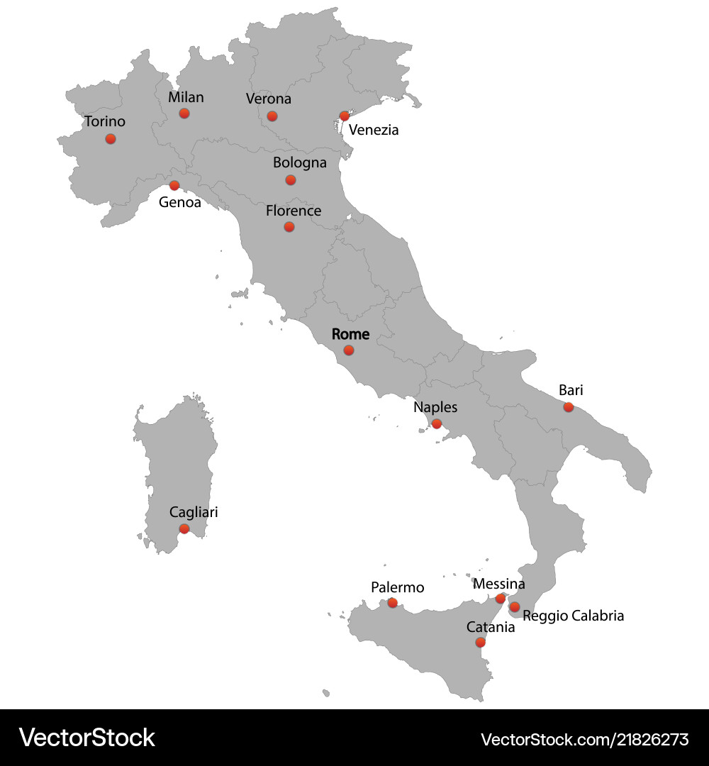 Italy Map with Cities Royalty Free Vector Image