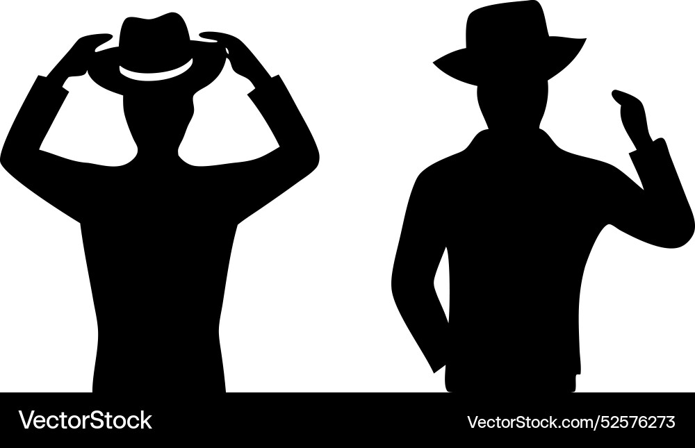 Silhouette of a man adjusting hat 4 Royalty Free Vector