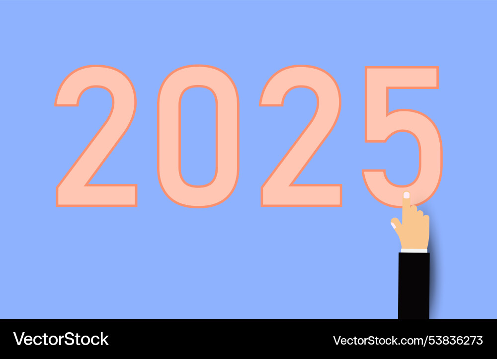Start new year 2025 hand touch design Royalty Free Vector