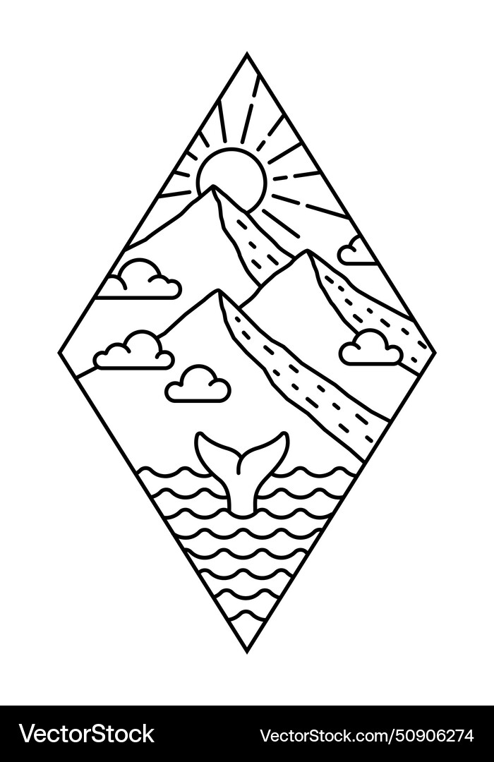 Beautiful nature line art Royalty Free Vector Image