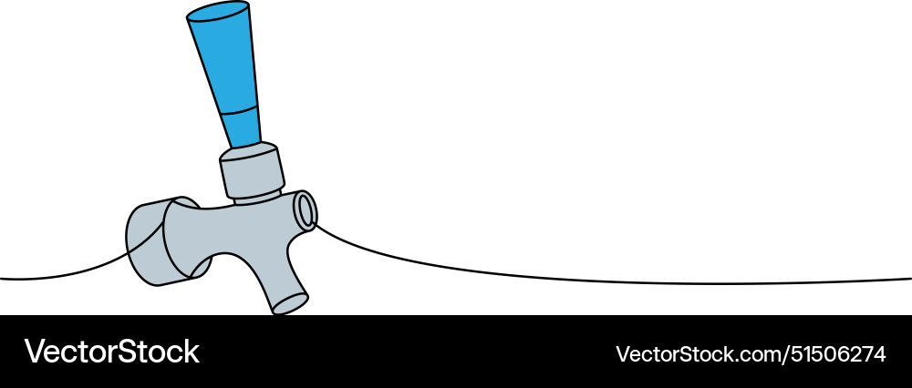 Beer tap one line colored continuous drawing Vector Image