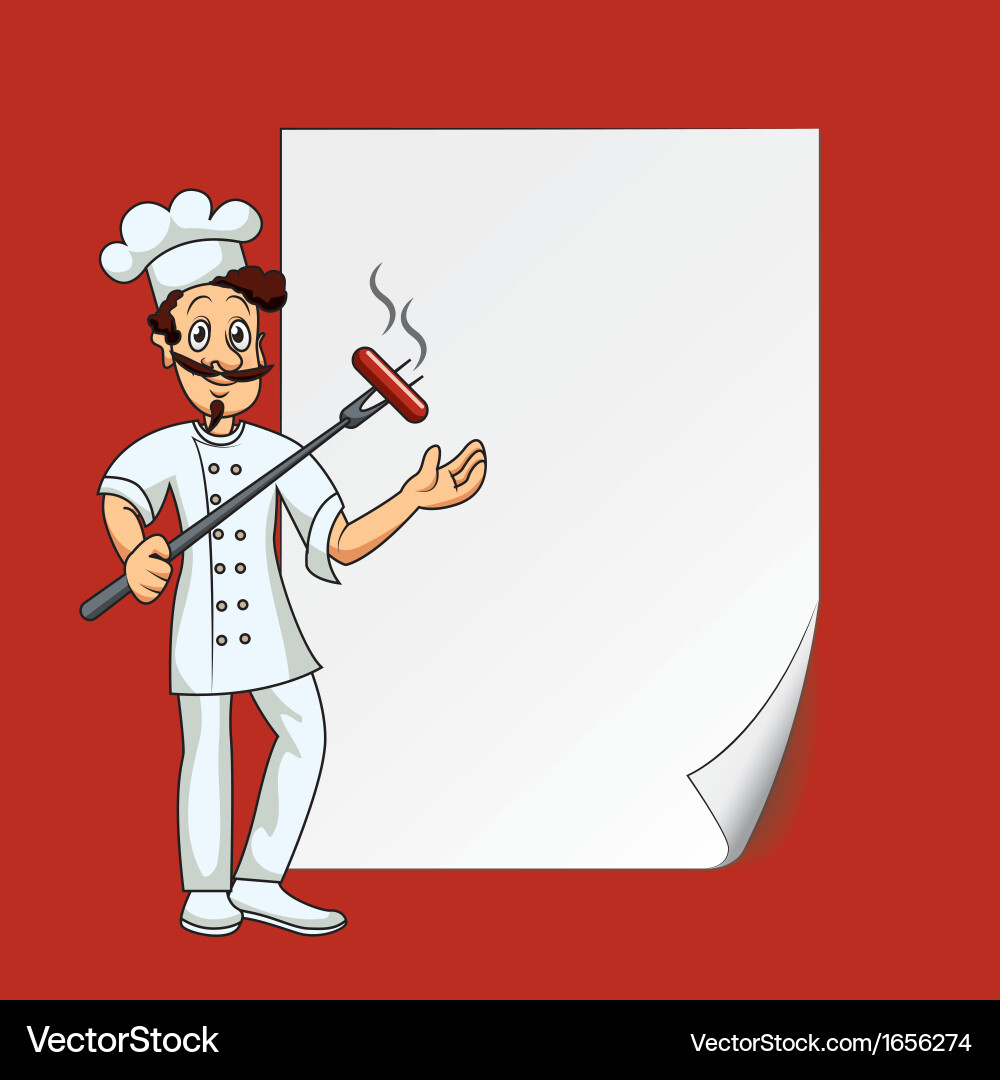 Cartoon cook blank paper Royalty Free Vector Image