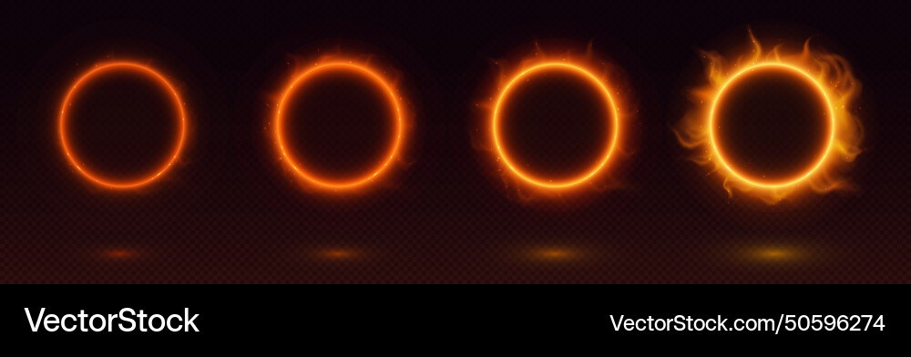 Circle fire frames set Royalty Free Vector Image