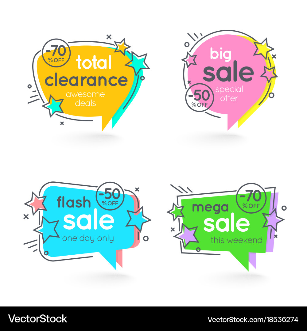 Flat linear promotion sticker price tag Royalty Free Vector