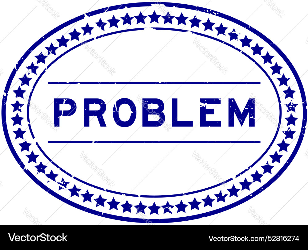 Grunge blue problem word oval rubber seal stamp Vector Image