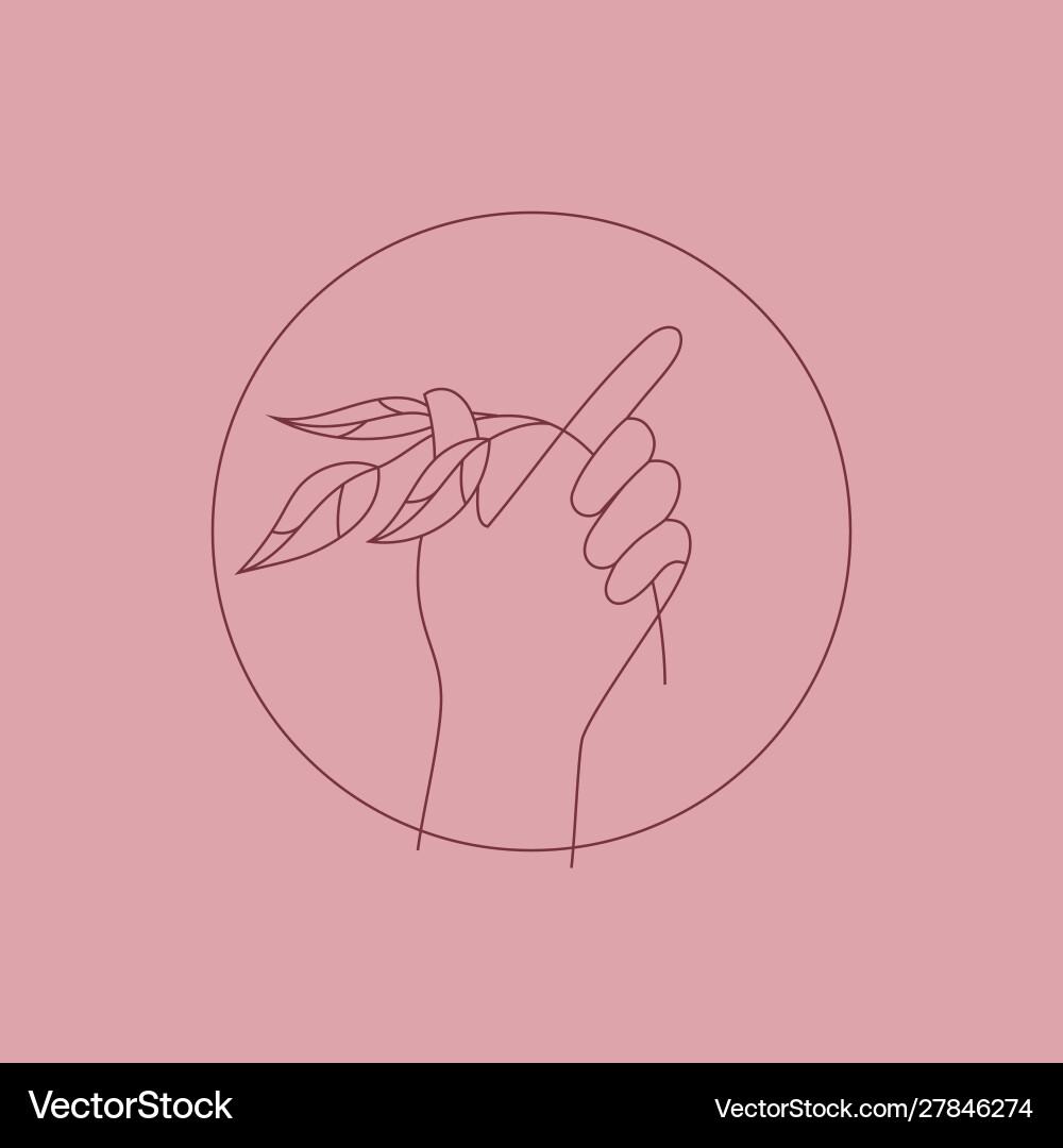 Hand with plant branch logo design template Vector Image