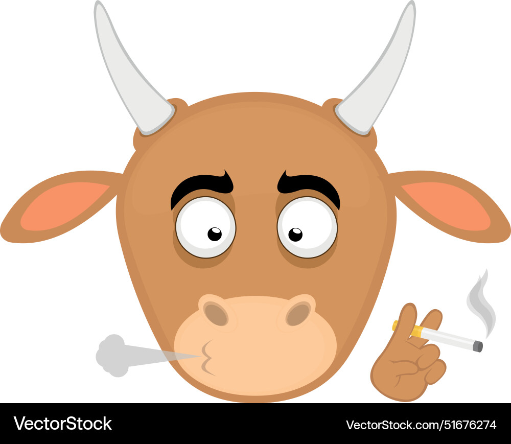 Head cow smoking cigarette Royalty Free Vector Image