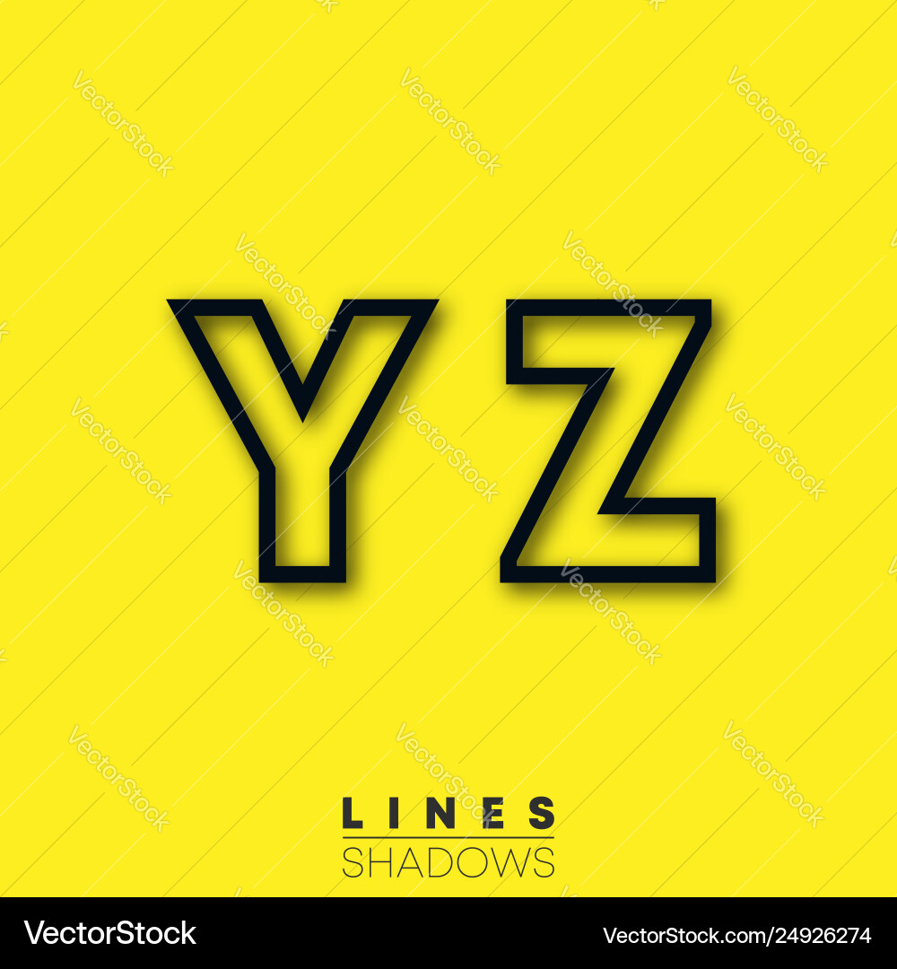 Letters linear design set letter y z template Vector Image