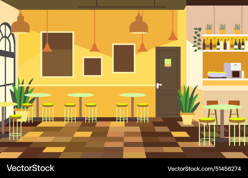 Modern interior landscape in cafe restaurant Vector Image