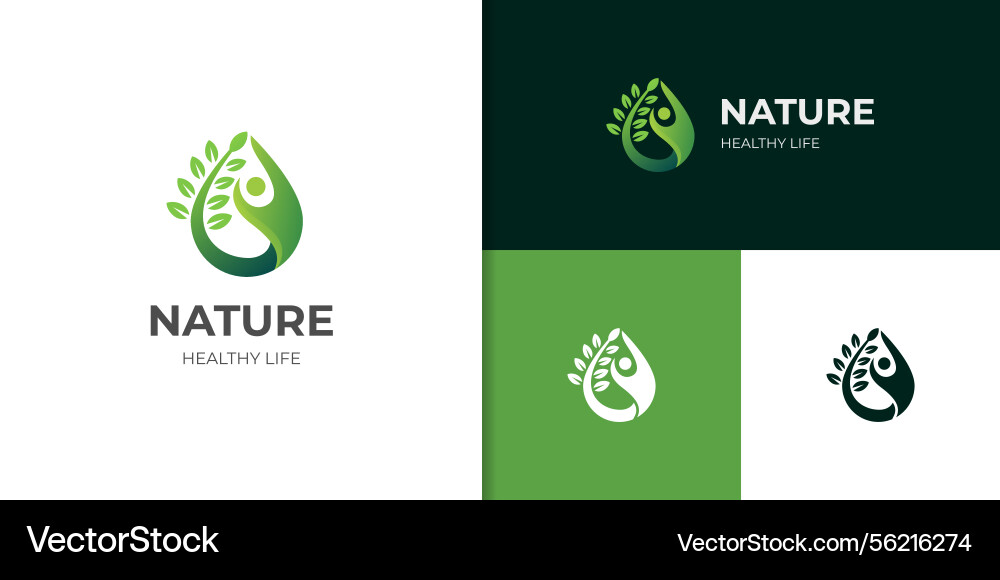 People leaf drop logo icon design nature symbol Vector Image