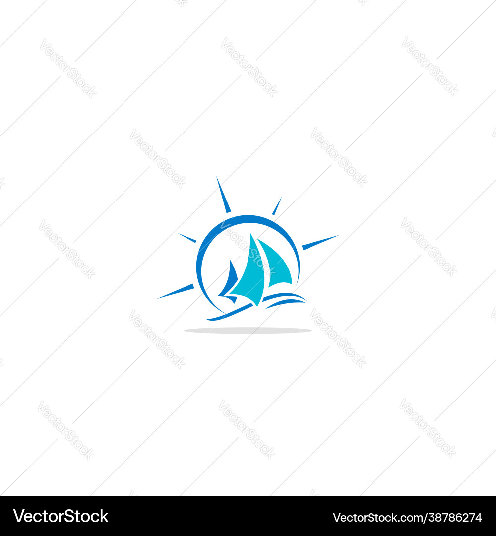 Sailing boat ocean logo Royalty Free Vector Image