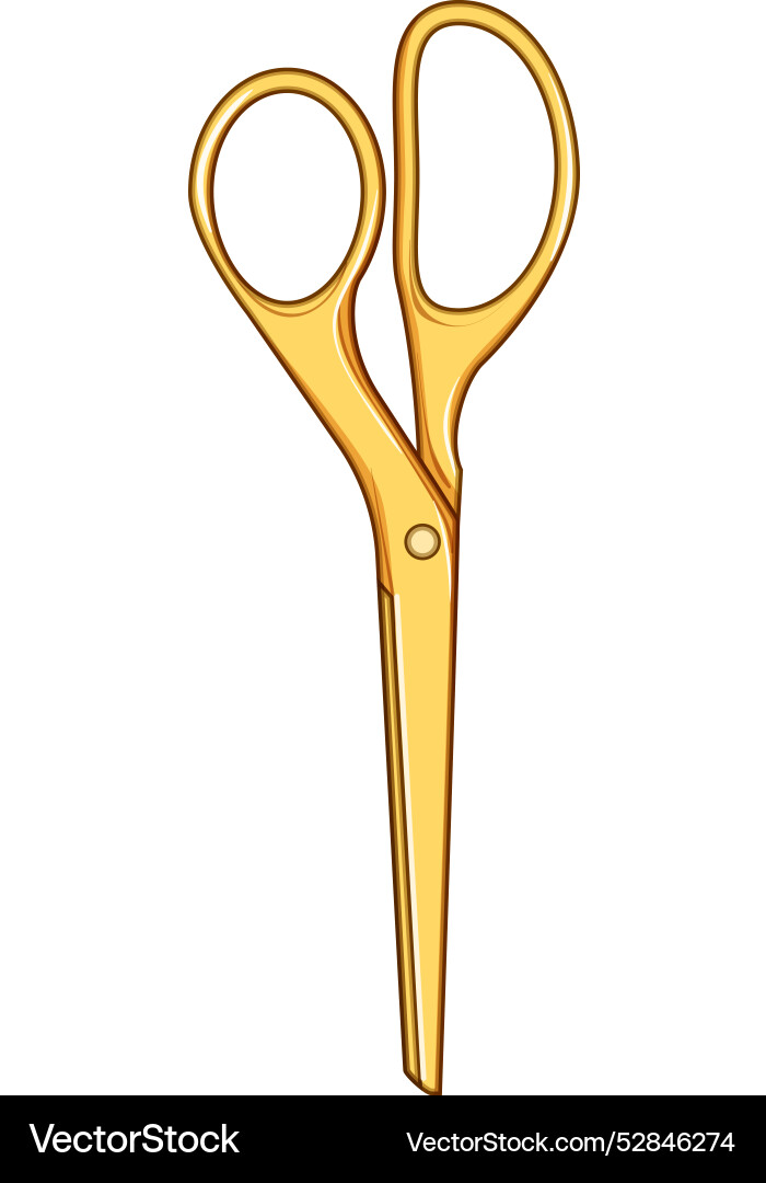 Sharp gold scissor cartoon Royalty Free Vector Image