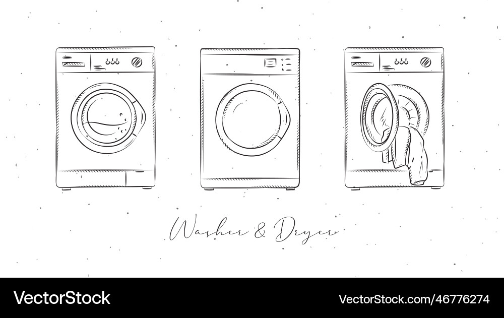 Washing machine and dryer graphic style Royalty Free Vector