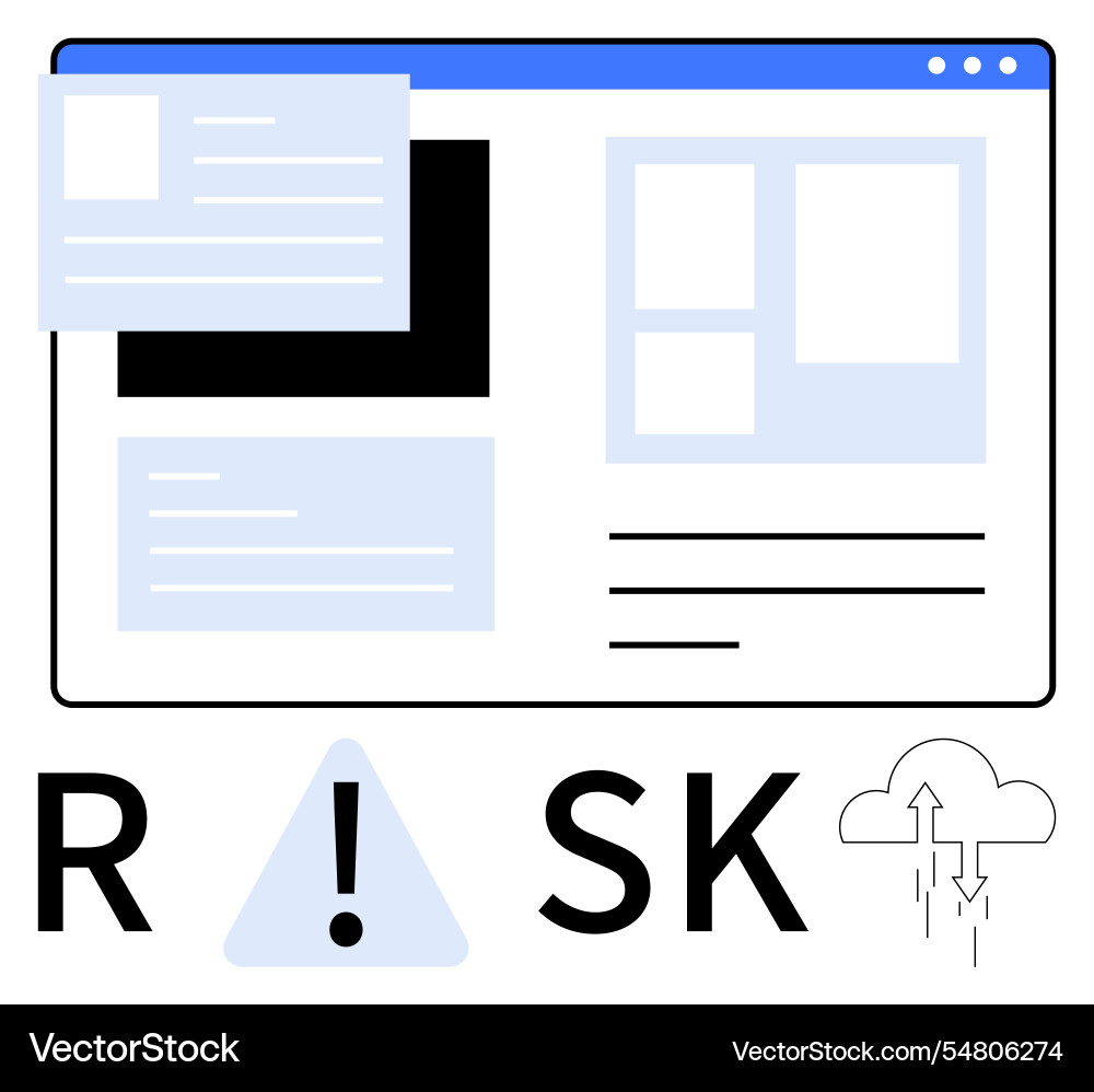 Web interface with risk alert icons highlighting Vector Image
