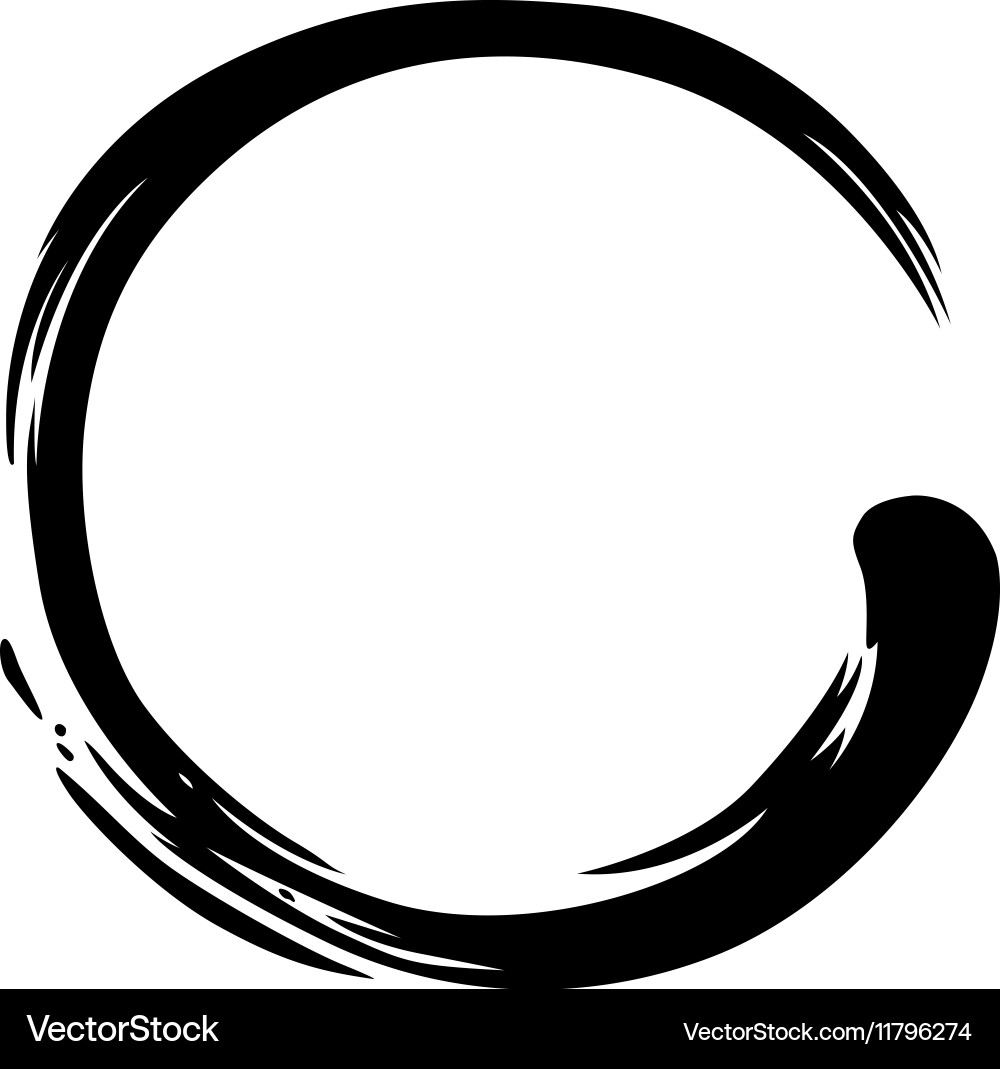 Zen circle black ink paintbrush Royalty Free Vector Image