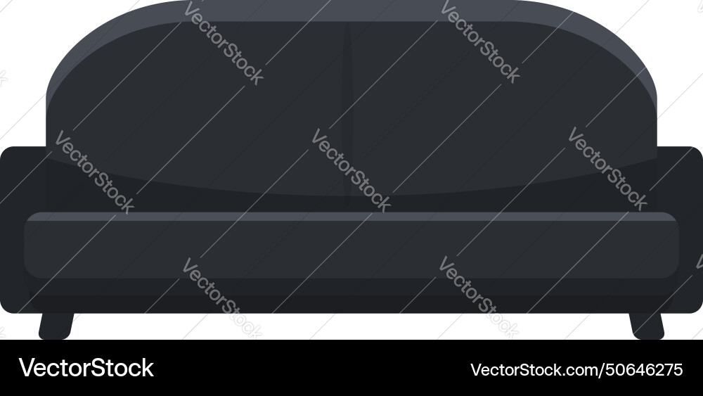 Black leather sofa icon cartoon office Royalty Free Vector