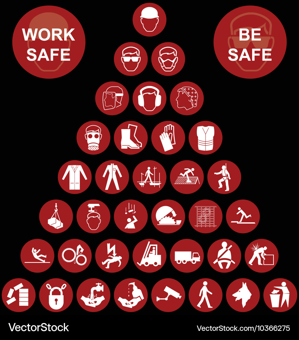 Construction Safety Pyramid Icons Royalty Free Vector Image