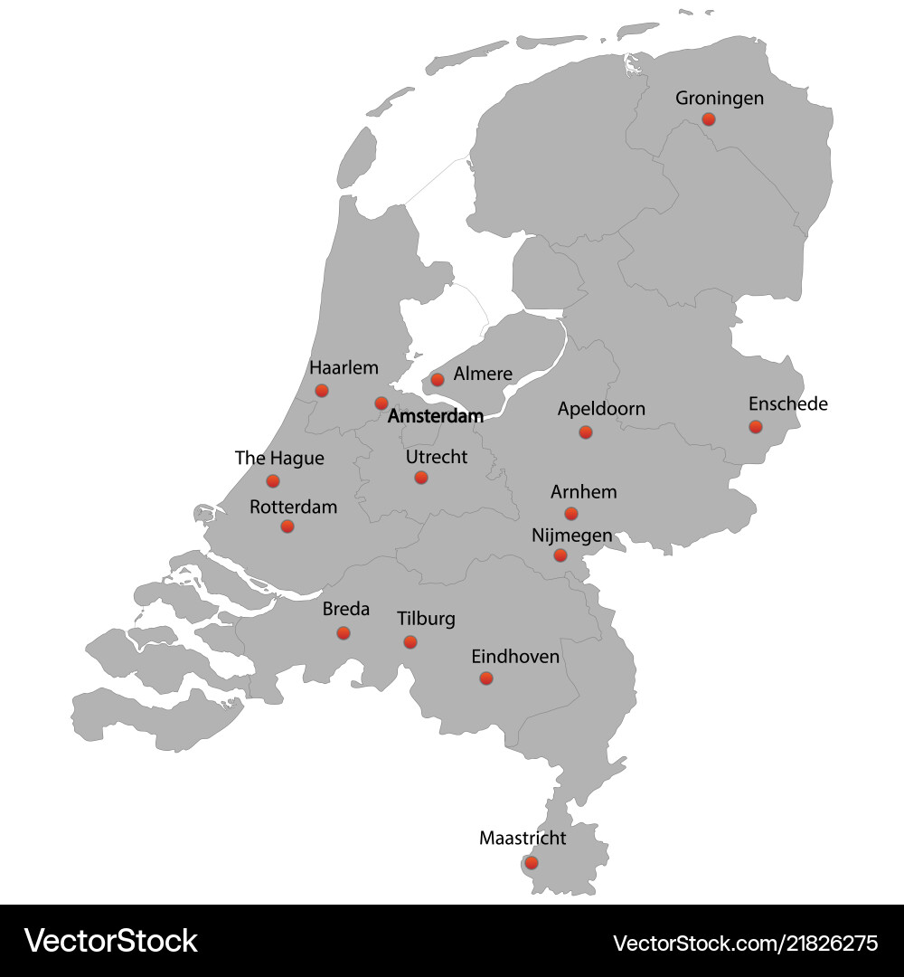 Detailed map of the netherlands Royalty Free Vector Image